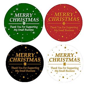 Top label Christmas Thank You for Supporting My Small Business Stickers,Christmas Winter Theme Custom Thank You Labels,2 Inch Holiday Christmas Business Labels,504 Pcs Per Pack