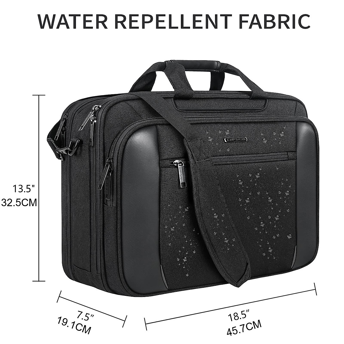 EMPSIGN 17.3 Inch Laptop Bag Briefcase, XL Gaming Computer Bag Laptop Case for Men & Women, Water Repellent, Office Carrying Case Shoulder Bag for Work Business Commute Travel School-Black