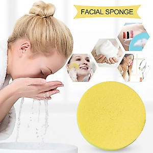 120PCS Facial Sponge Compressed，PVA Professional Makeup Removal Wash Pads Round Face Cleansing Sponge for Spa Exfoliating and Mask, 5Colors