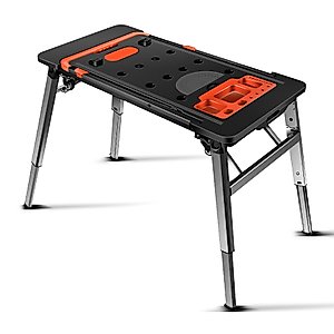 Evcitn Portable Workbench,7-in-1 Work Benches for Garage,45”Folding Work Table,Used as Car Creeper,Sawhorse,Platform,Scaffold,Hand Truck with 4 Wheels,550lbs Load Capacity