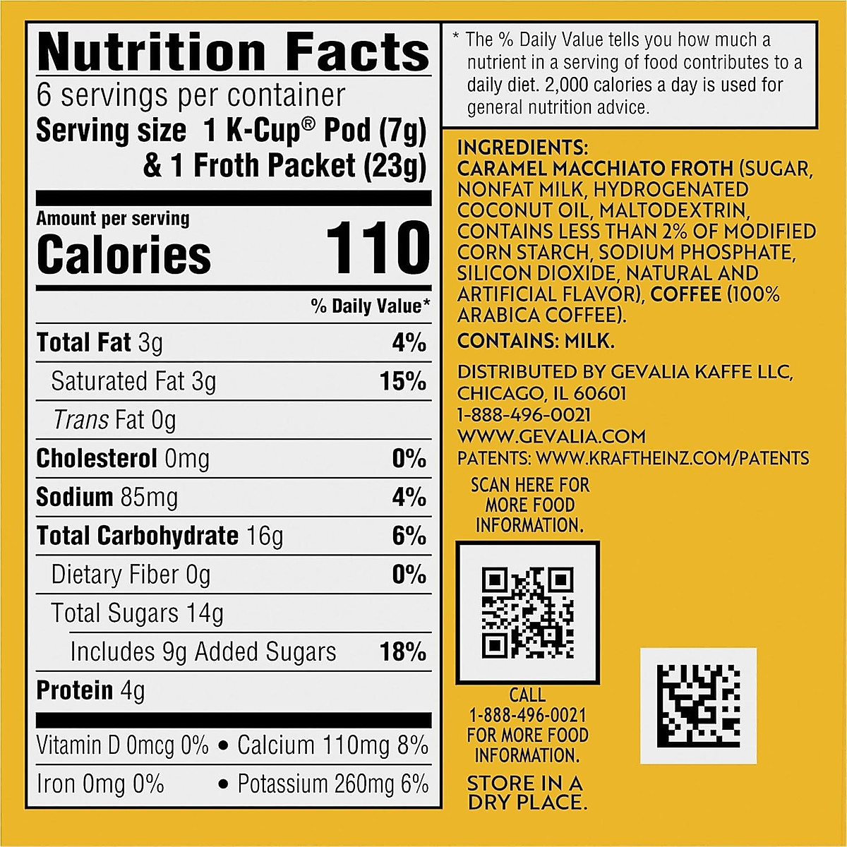 Gevalia Caramel Macchiato Espresso K-Cup Coffee Pods and Froth Packets (6 Pods and Froth Packets)