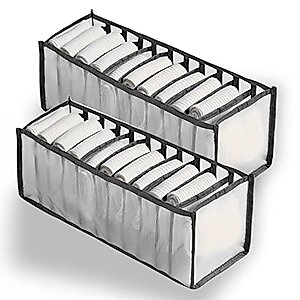 OHEMDI 2 Pack 11 Grids Wardrobe Clothes Organizer and Storage for Underwear and Socks (2 pcs - 11 Grids (Socks))