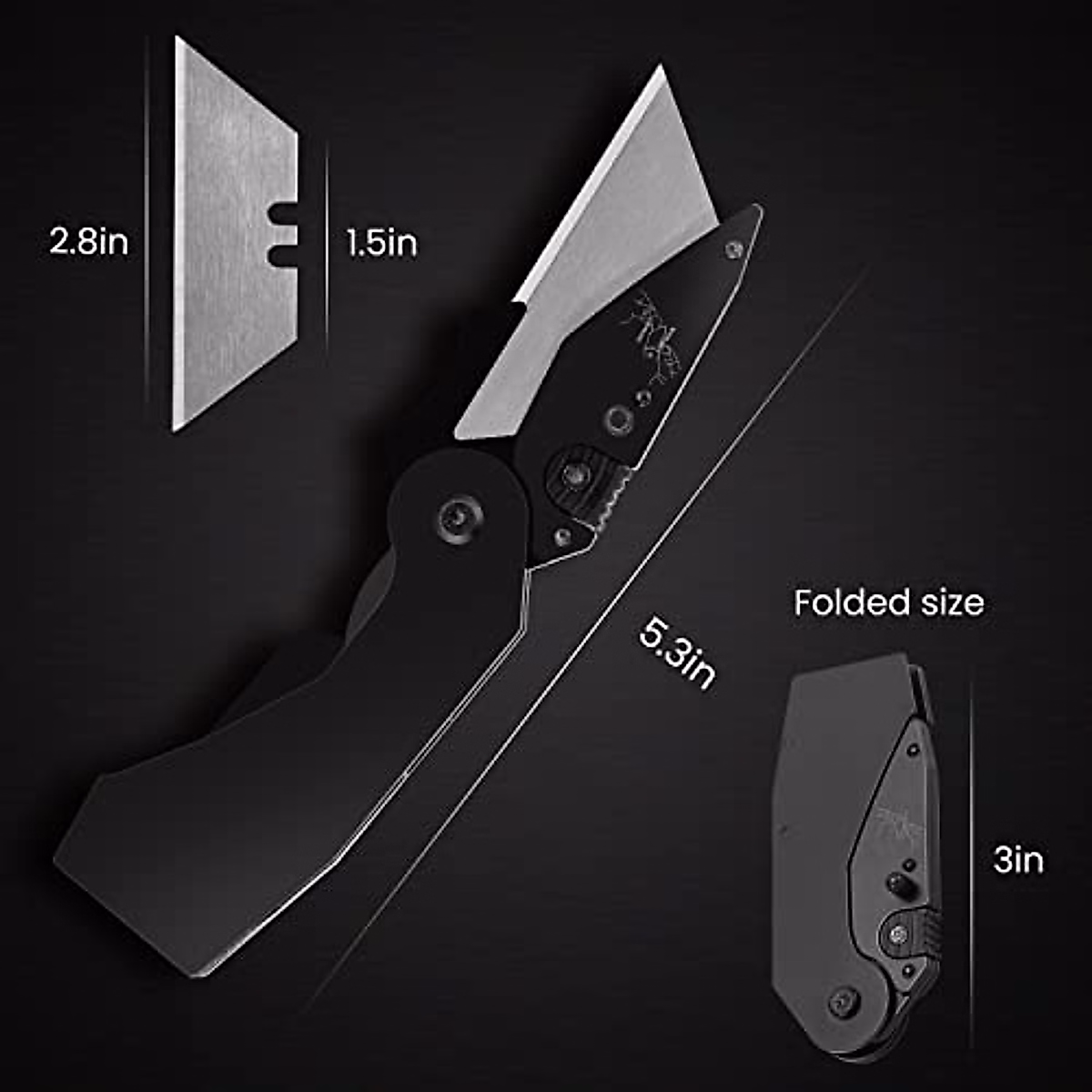 Lichamp 6 Pack Folding Utility Knife Set, Pocket Box Cutter with Belt Clip, Includes Extra 30 Pieces Quick Change Blade, Stainless Steel Grip with SK5 Blade