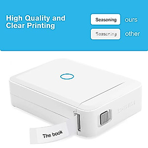 Label Maker, D110 Portable Wireless Connection Bluetooth Mini Label Printer with Tape, Multiple Templates Available for Phone Pad Office Home USB Rechargeable, White