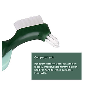 Alsunny Stiffness, Hard Denture Brush Toothbrush with Premium Carrying Case for Denture Care,Denture Double Sided Brush Cleaning False Teeth(2 Pack)