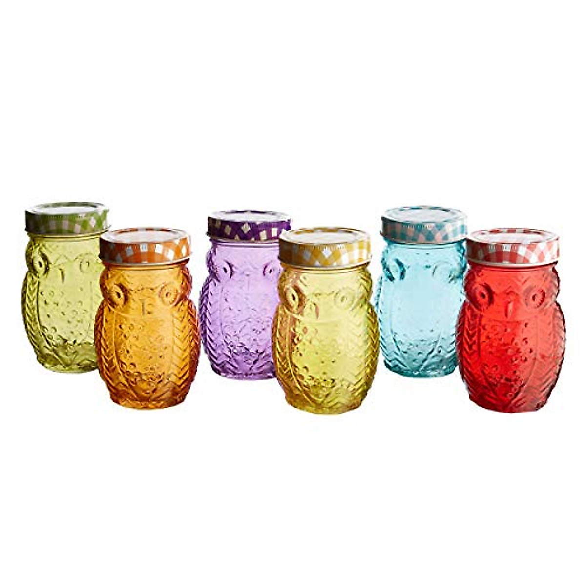 Style Setter Owl Colors Jars with Lids (Set of 6), Multicolor