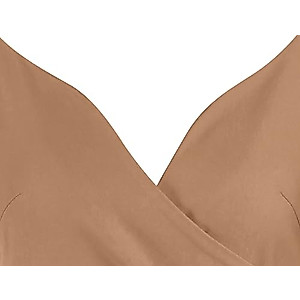 MUXXN Ladies Retro Cut Out Neck Elbow Sleeves Graduation Party Pencil Dress (Camel L)