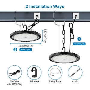 WOWSPEED 200W LED High Bay Light 20 Packs, 5000K Bright UFO LED High Bay Lights 20000LM with US Plug 5FT Cable,IP65 LED UFO Bay Lighting with Chain&Safety Rope for Warehouse Workshop Factory Garage