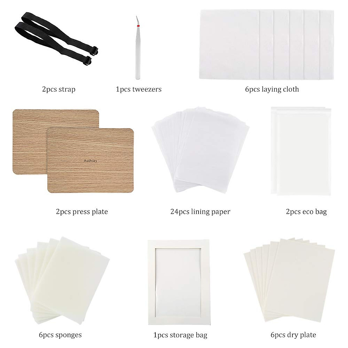 Auihiay Flower Press Kit, 5 Layers 6 x 8 inch Leaf Press Set for DIY Dried Pressed Flowers Leaves DIY Resin Jewelry Pendant Crafts (Brown)