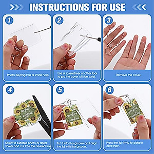 Lusofie 10Pcs Clear Photo Keyring Keychain Acrylic Photo Picture Keychains Double Sided Picture Holder with Split Ring for Family Friend Photo Crafting Gift(2.1inch x 1.57inch)