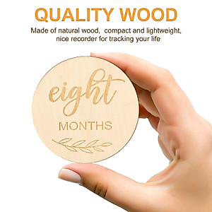 Toyvian 1 Set Baby Monthly Milestone Photo Cards, Wooden Baby Announcement Cards, Double Sided Photo Prop Milestone Discs, Pregnancy Journey Milestone Markers, Light Wood