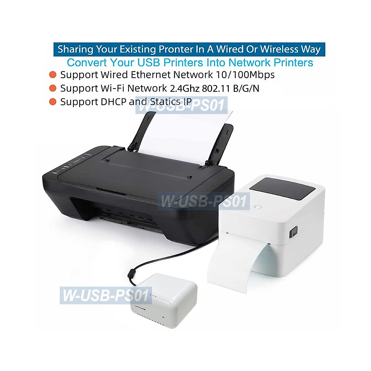 AllAboutAdapters USB Printer Sharing Server Box for Accessing Single USB Printer Over Local Network