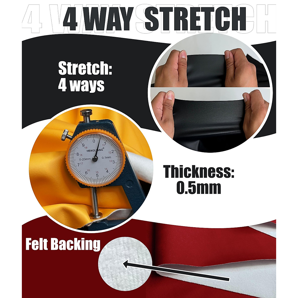 4-Way Stretch Vinyl Clothing Fabric Apparel Flexible Lightweight (16oz per Yard) PU Faux Leather 54" Wide Sold Continuous Yard - Strong Stretch Rebound, Create Outfits, Water Resistant, Stretch-White