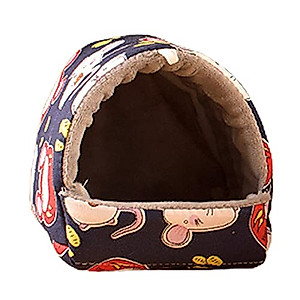 Bluelans Guinea Pig Nest Cartoon Pattern Pet Hideout Warm Small Animal Hamster Squirrel Bed House Cage Valentine's Day/Mother's Day/Christmas/Birthday Gifts - Rose Red Strawberry L