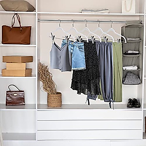 Quality Plastic Non Velvet Non-Flocked Thin Compact Coat Hangers with Metal Clips for Skirts Pants Blouses 360° Swivel Hook (White, 20)