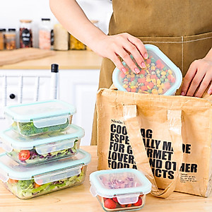 Moretoes 9pcs Glass Meal Prep Container, Glass Food Storage Containers with Lids, Meal Prep Lunch Boxes, Airtight, Glass, Leakproof Containers Set, Glass Food Storage Containers with Lids