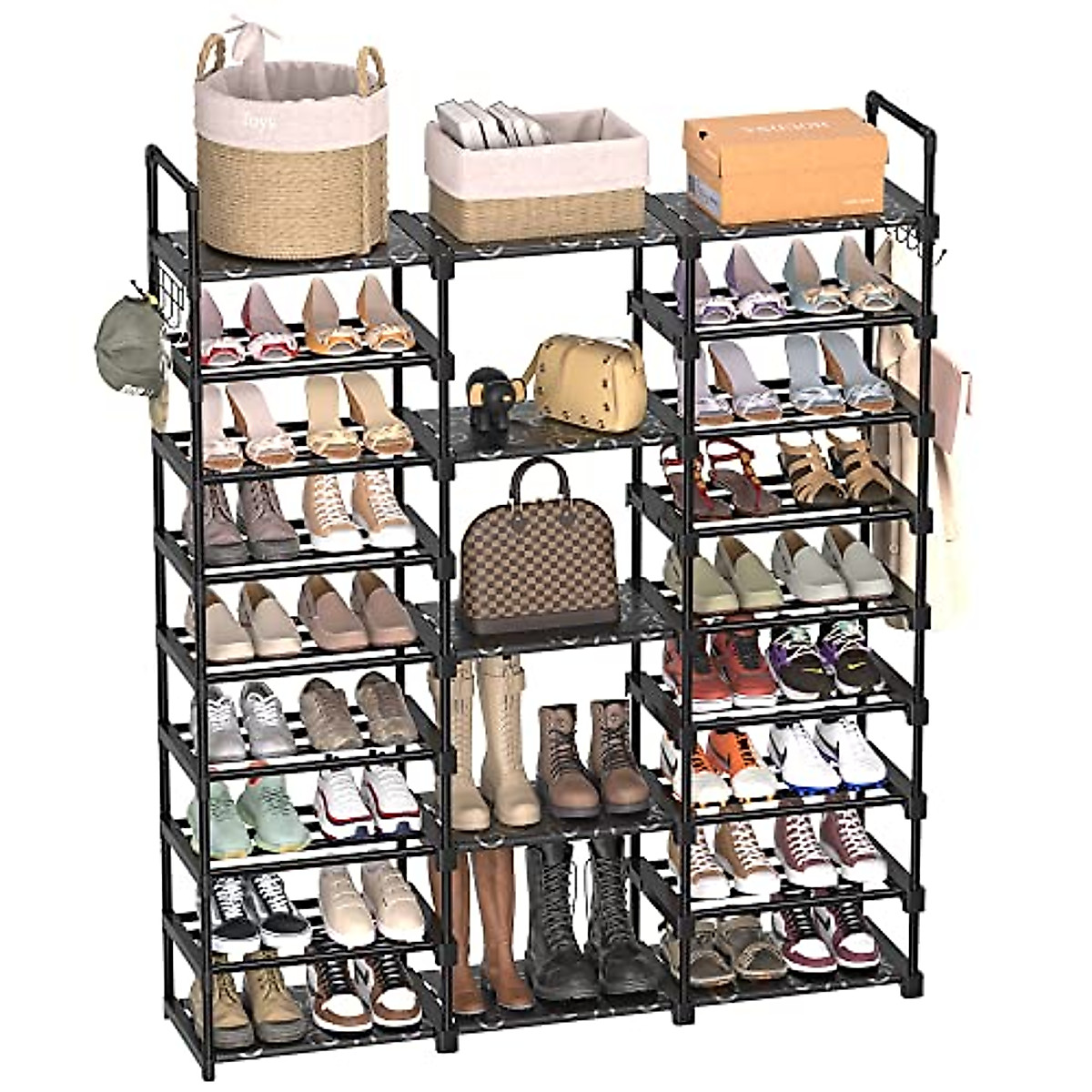 TIMEBAL Shoe Rack Storage Organizer Shoe Shelf Organizer for Entryway (9 Tiers 3 Rows, Black)