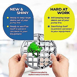 The Skimmie Basket Buddy Grate Keeps Debris from Pump Line - Sacrificial Aluminum Anode Grate Helps Prevent Pool Equipment Corrosion