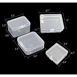 Pcxino 40 Pack 4 Size Small Clear Storage Box,Clear Plastic Beads Storage Containers Box with Hinged Lid for Small Items and Craft Projects