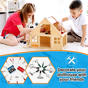 Aoriher 23 Pieces 1:12 Miniature Dollhouse Tools Dollhouse Metal Repair Tool Miniature Scene Model Work Tools with 2 Tin Boxes for Dollhouse Decoration Child Pretend Toy DIY Crafts Ornament