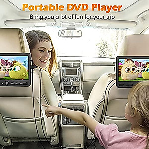 10.5" Dual Screen Portable DVD Player for Car, Arafuna 5-Hour Rechargeable Car DVD Player with Full HD Digital Signal Transmission, Headrest DVD Player Support USB/SD, Regions Free(1 Player+1 Monitor)