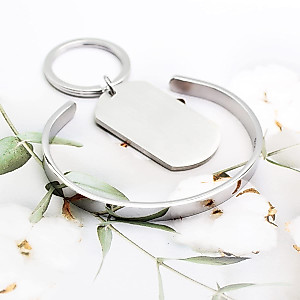 LightOnIt Inspirational Cuff Bracelets for Women Personalized Gift for Her Engraved Mantra Motivational Cuff Bangle & Keychain Teen Girls Birthday Jewelry