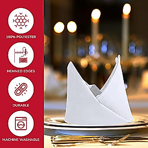 Leviharmony 12 Pack Cloth Napkins – White – 17 x 17 Inch – 100% Polyester Dinner Napkins – Table Napkins for Restaurant, Events and Weddings
