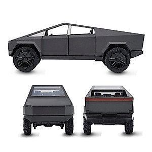 Toy Trucks for Boys Cybertruck Model Gray Pickup Truck 1/24 Diecast Metal Toy Cars with Sound and Light for Kids Age 3 Year and Up