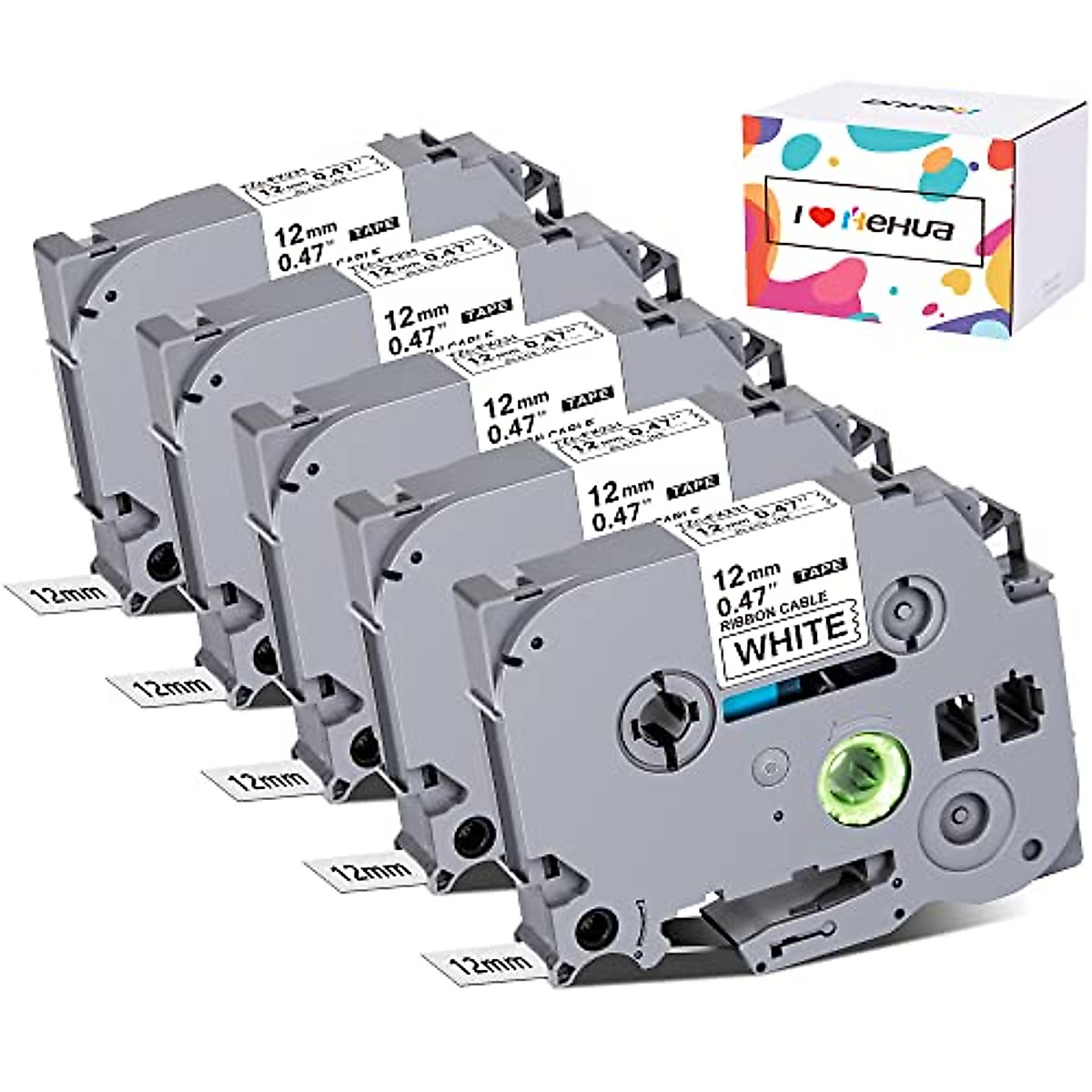 Hehua Compatible TZe-FX231 Flexible Label Tape Replacement for Brother TZeFX231 Cable Label Black on White 0.47" x 26.2' Work for P-Touch PT-D210 PT-D400 PT-H100 PT-D200 PT-D600 Labelmakers, 5 Pack