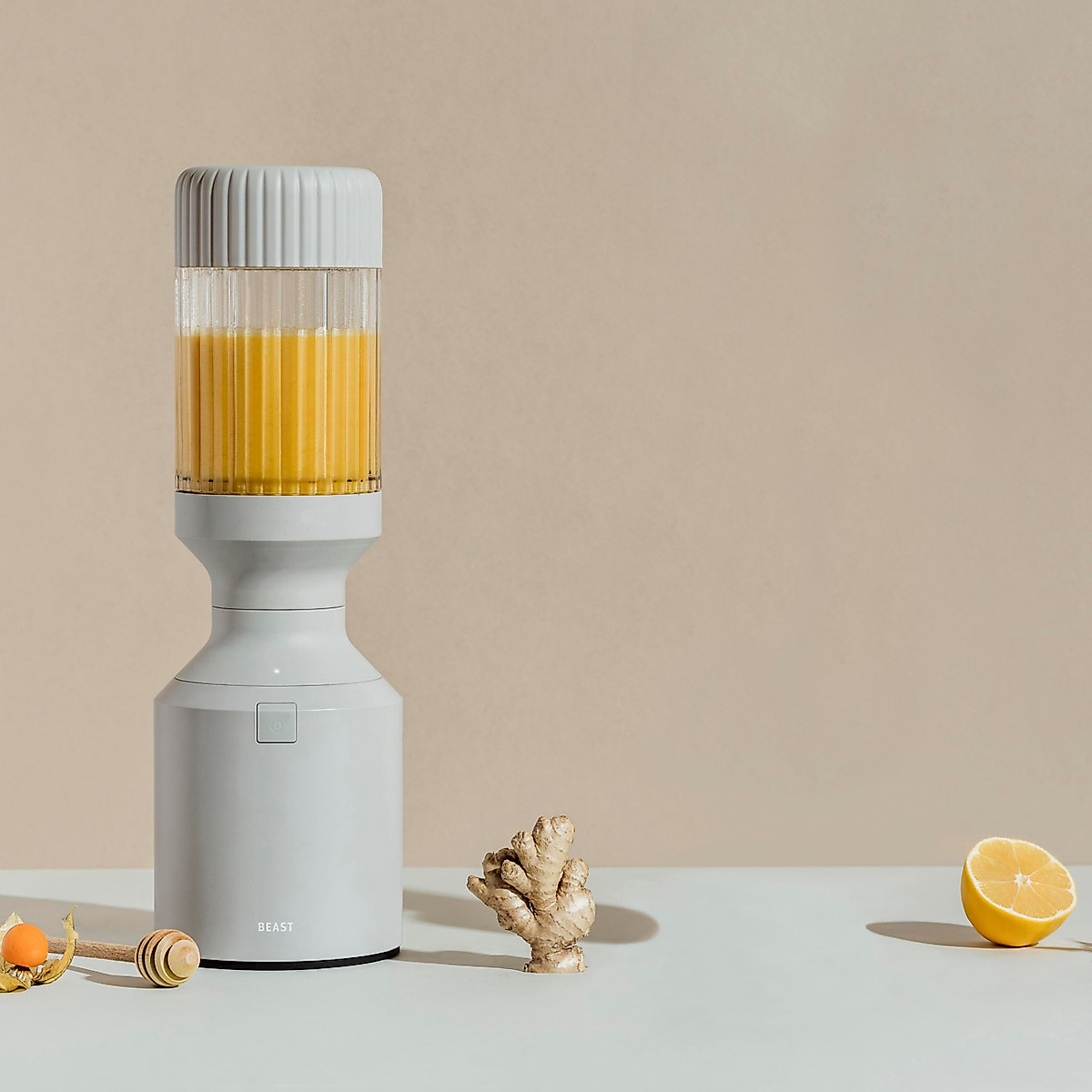 Beast Blender | Sleek Kitchen Countertop Design, Patented Blending Technology | Take Smoothies & Shakes To-Go with NEW Portable Straw Cap System (Pebble Grey)