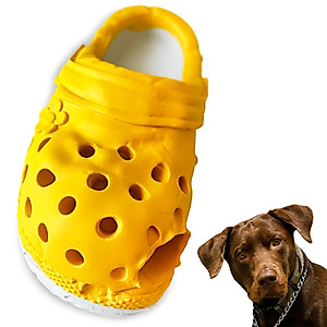 Generic Durable Rubber Slipper Dog Toy for Aggressive Chewers – Interactive Toy for All Breeds – Tough, Indestructible, and Ideal for Pet Training & Teeth Cleaning, Yellow