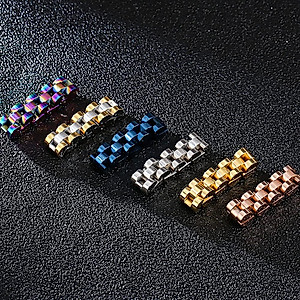 Luxury Never Fade Rose Gold Plated Strap Ring Men 316L Stainless Steel Womens Rings Jewelry Fashion 8MM Wide Finger Wedding Band 9C4Y4 (silver gold-7)