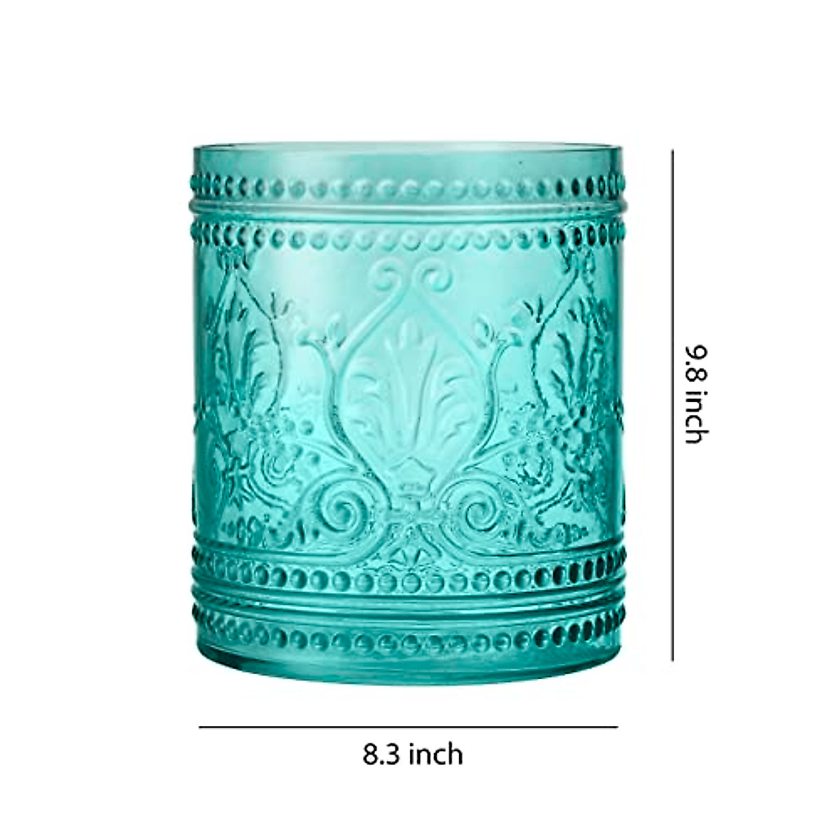 KMWARES Decorative Wastebasket/Trash Can/Garbage Can for Home Accent, Kitchen, Bathroom Accessories, Office Decoration - Real Glass Solid Teal Blue