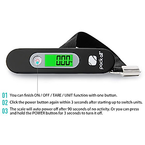 pack all 110 Lbs Luggage Scale, Digital Handheld Luggage Scale, Baggage Scale, Travel Weight Scale for Luggage with Backlit LCD Display, Battery Included, Black