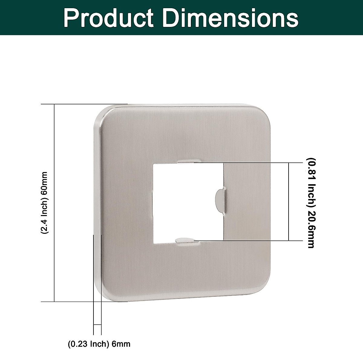 BathAce Shower Arm Flange, Stainless Steel Replacement Wall Split Flange/Escutcheon Plate Floor for Universal Standard Shower Head Arm Pipe (Square-Non Split-2 Packs, Brushed Nickel)