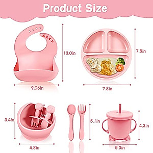 ANAVIL 8 Pack Baby Feeding Set Silicone Toddlers Weaning Feeding Sippy Cup with Straw and Lid Baby Feeding Supplies Set