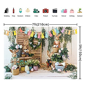 Easter Photography Backdrop Egg Bunny Garden Flower Decoration Photo Background Birthday Party Supplies Newborn Baby Portrait Booth Props 7x5FT