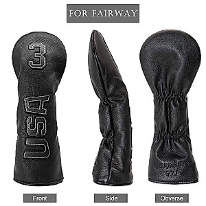 Barudan Golf Fairway Woods Head Covers 3 Wood Headcover Head Cover Club Protector Protective USA Black for Taylormade Taylor Made Callaway PXG Ping Cobra Golf Player Accessories for Men