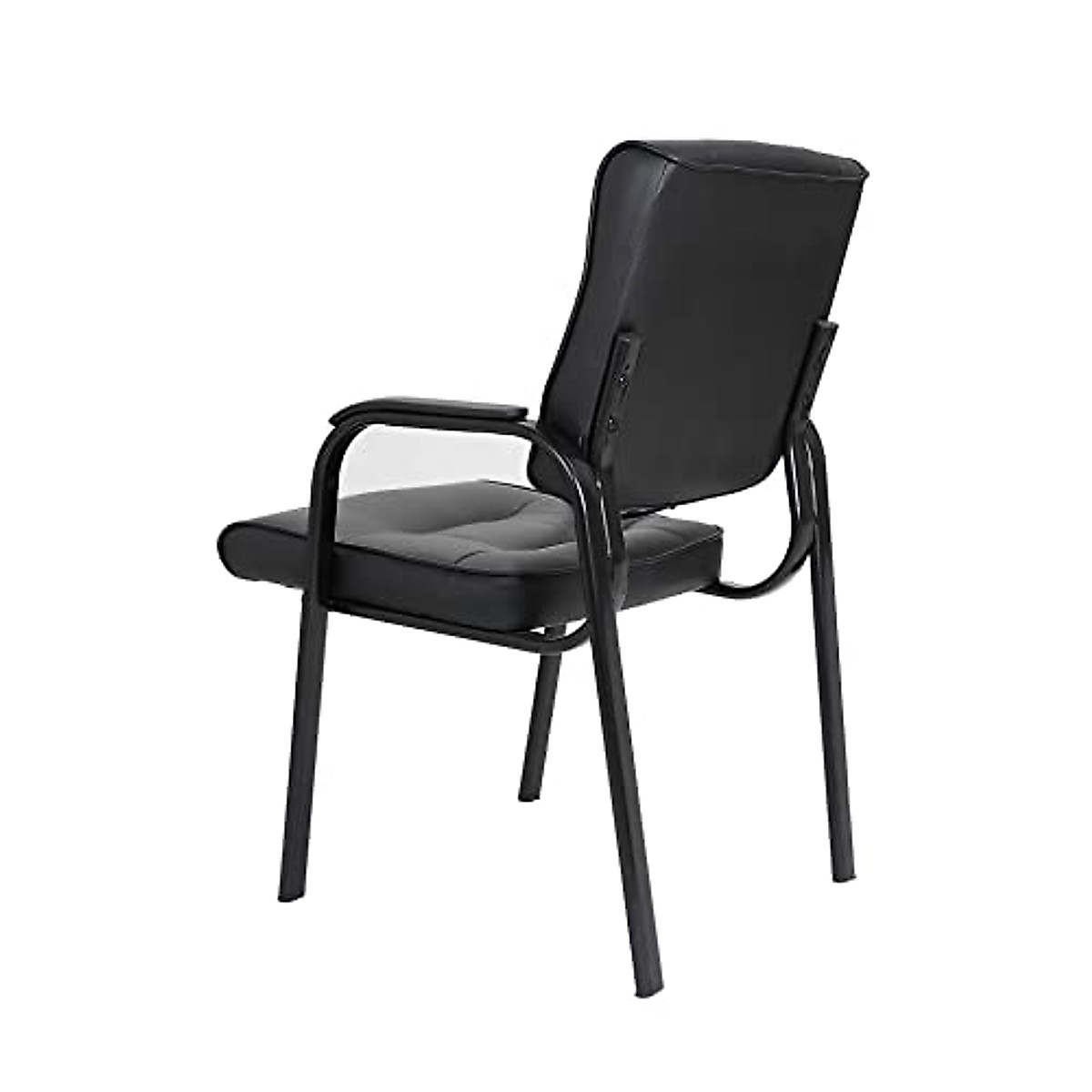 Indoor and Outdoor Use Chair Leather Guest Chair Black Waiting Room Office Desk Side Chairs Reception