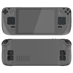 eXtremeRate Clear Slate Black Replacement Full Set Buttons for Steam Deck, DIY Custom ABXY D-pad Trackpad Bumpers Triggers Buttons for Steam Deck Handheld Console - Console NOT Included