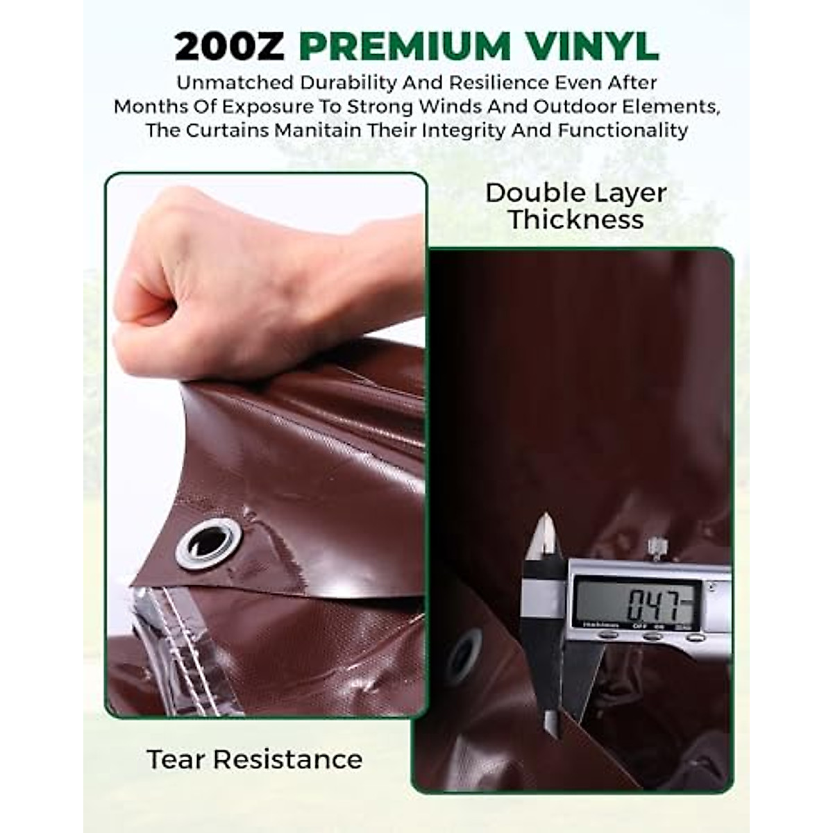 Erfolkerz 8'H x15'W Outdoor Vinyl Curtain 20oz Super Weighted Clear Vinyl Patio Enclosure,Clear Outdoor Curtains Heavy Duty Waterproof Transparent Tarp with Grommets for Patio Gazebo Balcony Pergola