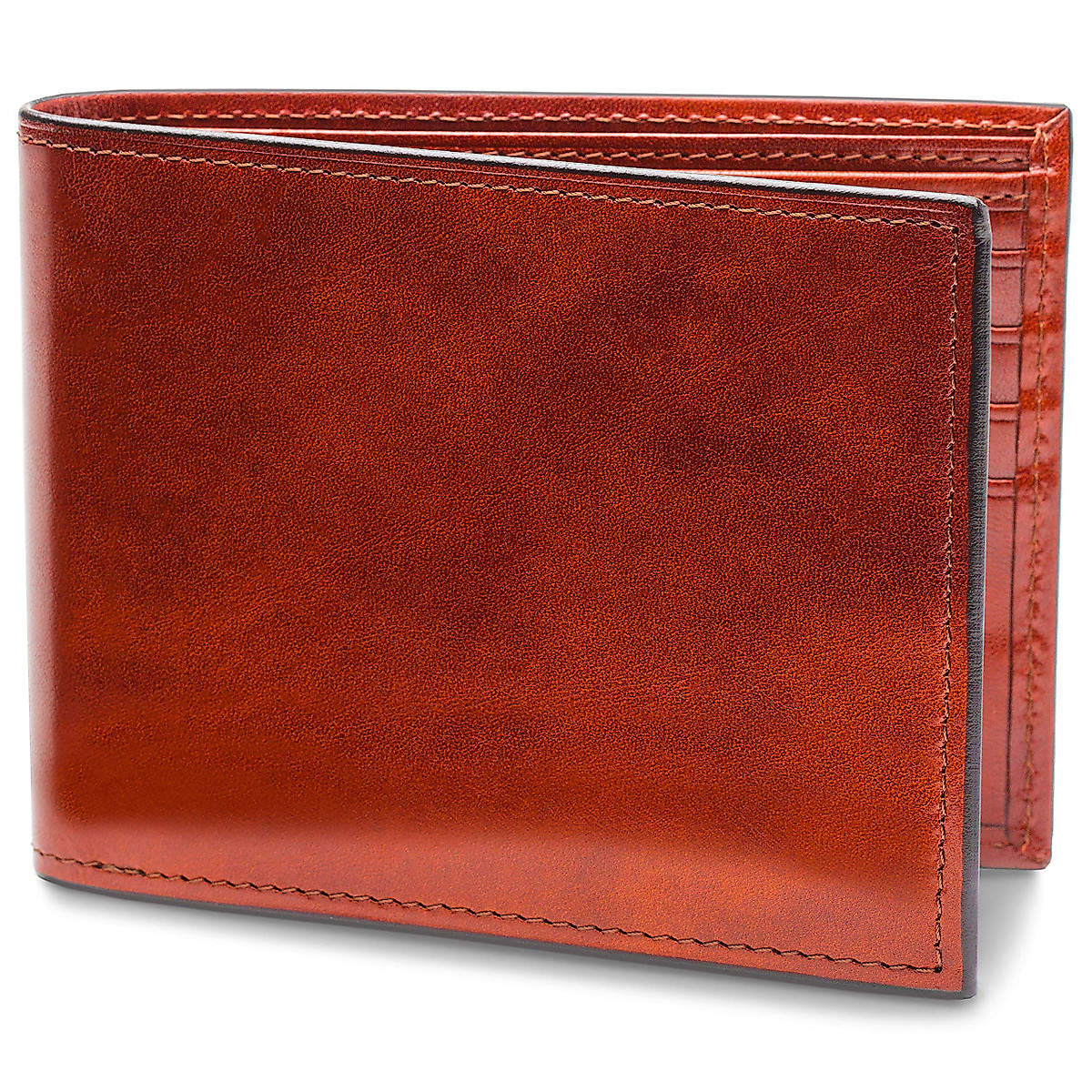 Bosca Men's Old Leather Bifold Wallet with ID Window and Card Slots - Italian Leather, Durable and Stylish, Cognac Brown