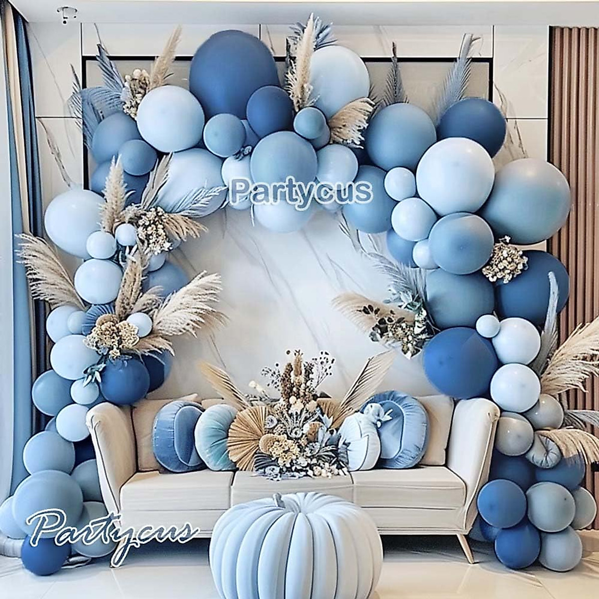 Dusty Blue Balloon Arch Kit - Double Stuffed Dark Blue Baby Blue Balloon Garland Pastel Dark Teal Light Blue Latex Balloons for Baby Shower Birthday Wedding Graduation Party Decoration