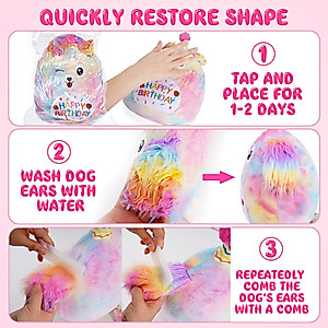 FCSONU 12 inch Dog Stuffed Animals Plush Toys Cute Plushies, Rainbow Birthday Dog Plush Pillows, Soft Puppy Doll Toys, Birthday Gifts for Girls Boys Kids Toddlers