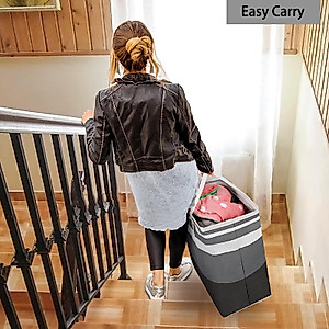 2-Pack Large Laundry Basket, Waterproof, Freestanding Laundry Hamper, Collapsible Tall Clothes Hamper with Extended Handles for Clothes Toys in the Dorm and Family