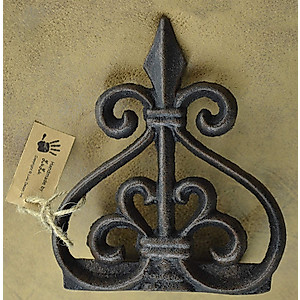 Lulu Decor, Cast Iron Fleur De Lis Door Stop, Door Stopper (LB15BK1)