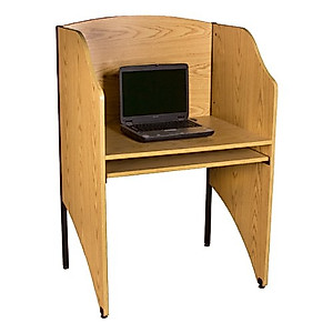 Norwood Commercial Furniture Single-Sided Study Carrel- Starter Unit- Oak, Oak_Starter Unit (NOR-T1003-SO)