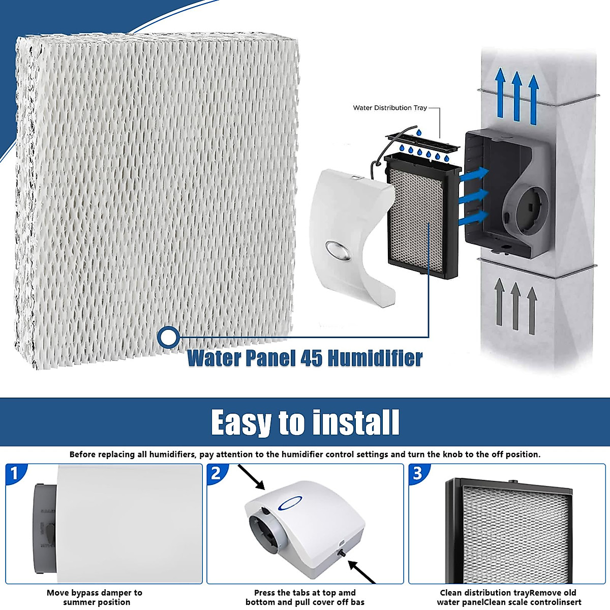 Alocs 45 Water Panel Humidifier Filter Replacement for Aprilaire 400, 400A, 400M Whole House Humidifiers, Furnace Humidifier Filter (2 Pack)