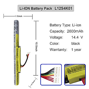 Gomarty L12S4K01 Battery Compatible with Lenovo Ideapad Z400 Z500 Z510 P500 P400 Touch Series L12S4E21 L12M4E21 L12M4K01 4INR19/65-1 14.8V 48WH