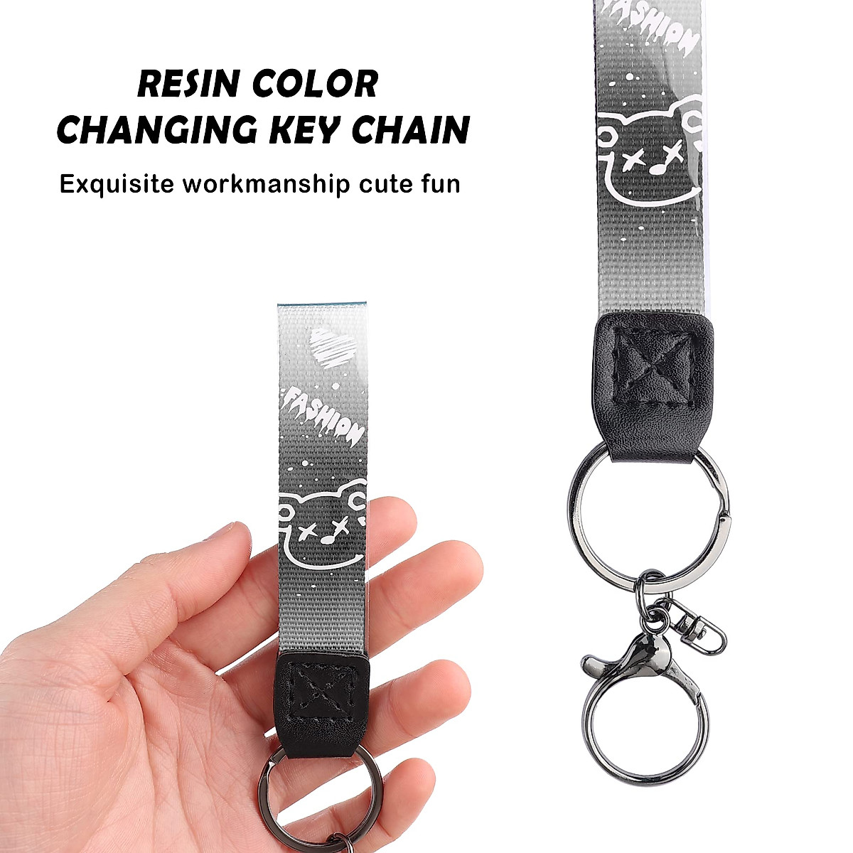 Kawaii Car Keychain Gradient Color Cute Keychains for Women/Men/Girls/Kids,Personalized Bear Keychains for Backpacks Charms Purse (Grey)…